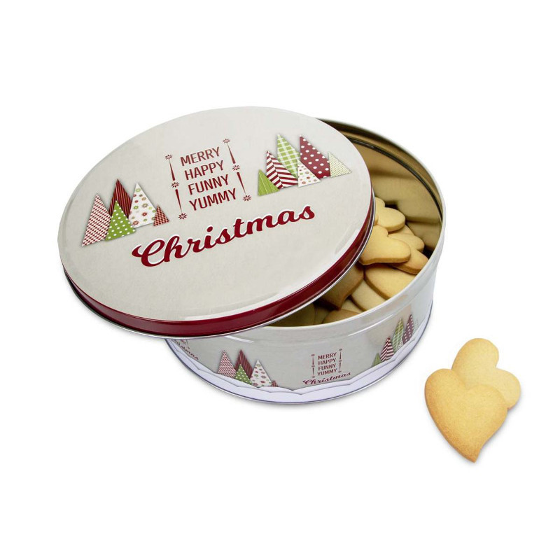 Boite à Biscuits de Noël en fer blanc - Grande boite ronde de Noël